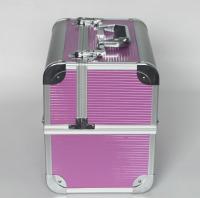 China Rose Red Aluminium Beauty Case with Striped ABS Panel for sale