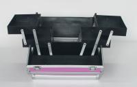 China Rose Red Aluminium Beauty Case with Striped ABS Panel for sale