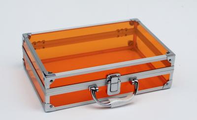 China Acrylic Small Aluminum Hard Case With Empty Inside Orange 260 * 170 * 150mm for sale