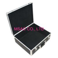 China Small Black Aluminum Tool Case 90 Degree Open Big Handle With Two Locks for sale