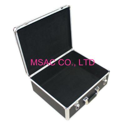 China Small Black Aluminum Tool Case 90 Degree Open Big Handle With Two Locks for sale