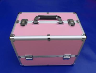 China Pink Metal Pro Makeup Case Waterproof With Aluminum Round Corner And Edges for sale