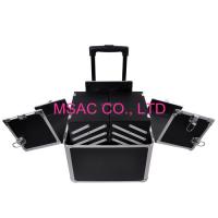 China Black Metal Makeup Case Wear Resistant , Large Capacity Professional Beauty Case for sale