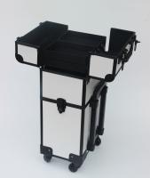 China Lockable Aluminum Pro Makeup Case White - Black Large Space For Storage for sale