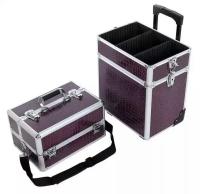 China Lockable Rolling Pro Makeup Case 4MM MDF With PU Leather Panel 360 * 245 * 705mm for sale
