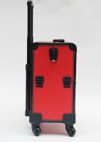 China Red Professional Makeup Artist Case , Durable Makeup Trolley Case With Wheels for sale