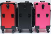 China Red Professional Makeup Artist Case , Durable Makeup Trolley Case With Wheels for sale