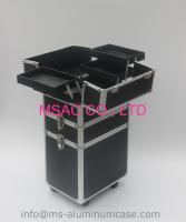 China Black Pro Makeup Case With Two Locks 4mm Thickness MDF And Aluminum Panel for sale