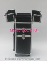 China Black Pro Makeup Case With Two Locks 4mm Thickness MDF And Aluminum Panel for sale