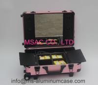 China Pink Aluminum Makeup Case With Light , Fireproof Luggage Makeup Case for sale