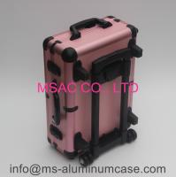 China Pink Aluminum Makeup Case With Light , Fireproof Luggage Makeup Case for sale