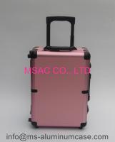 China Pink Aluminum Makeup Case With Light , Fireproof Luggage Makeup Case for sale