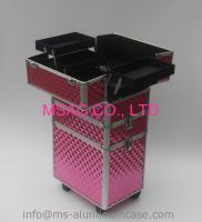 China Three Layers Aluminum Makeup Trolley Case With Pink Color for sale