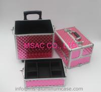 China Three Layers Aluminum Makeup Trolley Case With Pink Color for sale