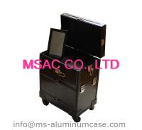 China Middle Trolley Cosmetics Cases Makeup Cases Pu Leather Beauty Boxes For Travel for sale