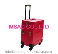 China Middle Trolley Cosmetics Cases Makeup Cases Pu Leather Beauty Boxes For Travel for sale