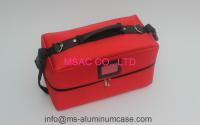 China Zipper Cosmetic Travel Case , Red And Black Professional Travel Makeup Bag for sale