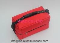 China Zipper Cosmetic Travel Case , Red And Black Professional Travel Makeup Bag for sale