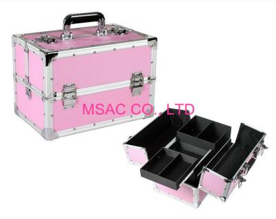 China Pink Aluminium Beauty Case Silver Aluminum Edges L 260 X W 150 X H 160mm for sale
