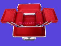 China Sliver Aluminium Cosmetic Case Red Lining Inside L 280 X W 180 X H 180mm for sale
