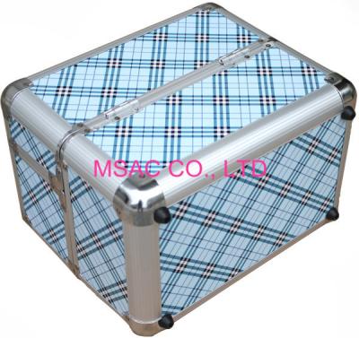China Custom Aluminium Makeup Box , Small  Blue Portable Makeup Case 1.8 Kgs for sale