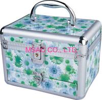 China Chrysanthemum Blue Aluminium Cosmetic Case 1.5 Kgs L 220 X W 140 X H 180mm for sale