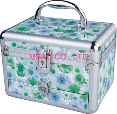 China Chrysanthemum Blue Aluminium Cosmetic Case 1.5 Kgs L 220 X W 140 X H 180mm for sale
