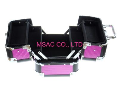 China Purple Aluminium Cosmetic Case 3mm Thickness MDF With ABS Panel Waterproof for sale