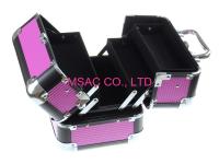 China Purple Aluminium Cosmetic Case 3mm Thickness MDF With ABS Panel Waterproof for sale