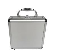 China Small SilverAluminium Cosmetic Case With Inside Mirror And Chrome Closure Clasp for sale
