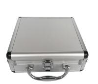 China Small SilverAluminium Cosmetic Case With Inside Mirror And Chrome Closure Clasp for sale