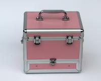 China Lockable Aluminium Cosmetic Case Pink Fireproof Panel 240 * 220 * 260mm for sale