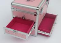 China Lockable Aluminium Cosmetic Case Pink Fireproof Panel 240 * 220 * 260mm for sale