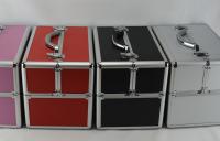 China Multi Color Diamond ABS Aluminum Makeup Train Box , Protable Cosmetic Vanity Case for sale