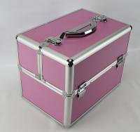 China Multi Color Diamond ABS Aluminum Makeup Train Box , Protable Cosmetic Vanity Case for sale