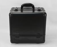 China Black Small Rolling Makeup Trolley Case Size 360 * 250 * 360mm / Aluminum Pro Makeup Box for sale