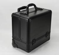China Black Small Rolling Makeup Trolley Case Size 360 * 250 * 360mm / Aluminum Pro Makeup Box for sale
