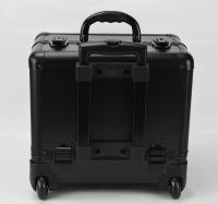 China Black Small Rolling Makeup Trolley Case Size 360 * 250 * 360mm / Aluminum Pro Makeup Box for sale