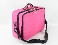 China Custom Pink Makeup Bag , Red Fabric Zipper Makeup Carrying Bag for sale