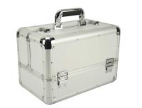 China Professional Makeup Artist Case , Lockable Professional Makeup Train Case In Silver Color for sale