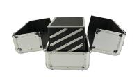 China Professional Makeup Artist Case , Lockable Professional Makeup Train Case In Silver Color for sale