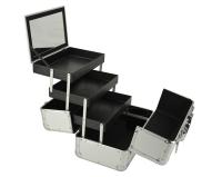 China Professional Makeup Artist Case , Lockable Professional Makeup Train Case In Silver Color for sale