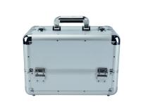 China Professional Makeup Artist Case , Lockable Professional Makeup Train Case In Silver Color for sale
