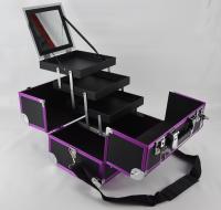 China Purple Aluminum Anodize Cosmetic Case Protable Make Up Box for sale