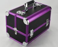 China Purple Aluminum Anodize Cosmetic Case Protable Make Up Box for sale