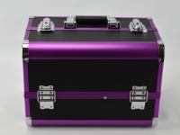 China Purple Aluminum Anodize Cosmetic Case Protable Make Up Box for sale