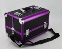 China Purple Aluminum Anodize Cosmetic Case Protable Make Up Box for sale