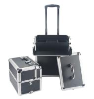 China Aluminum Rolling Makeup Cases, Aluminum Trolley Makup Cases With Tray for sale