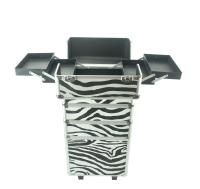 China 4 In 1 Aluminum Makeup Trolley Case In Zebra Color, Zebra Pro Makeup Case for sale