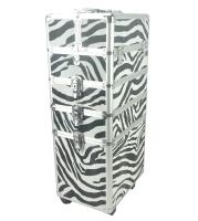 China 4 In 1 Aluminum Makeup Trolley Case In Zebra Color, Zebra Pro Makeup Case for sale